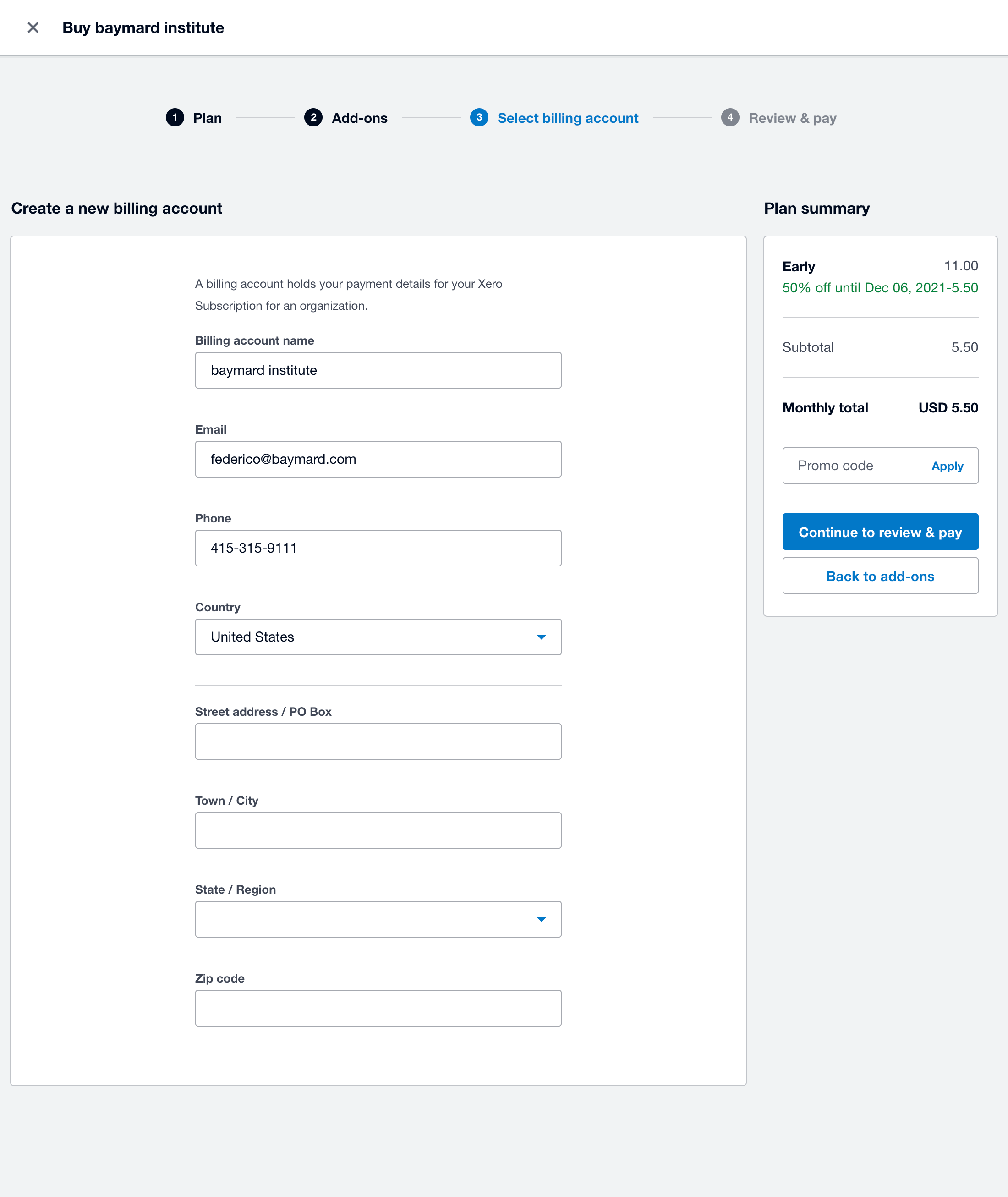 Xero’s Billing Address – 259 of 608 Billing Address Examples – Baymard ...