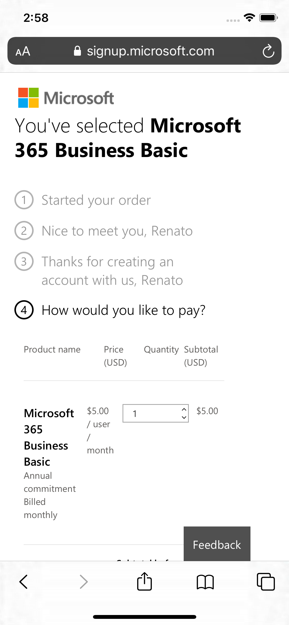 Microsoft Teams’ Mobile Cart – 392 of 811 Cart Examples – Baymard Institute
