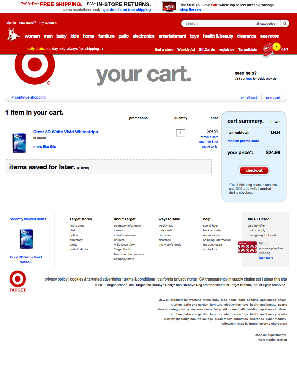 Target’s Cart – 769 of 885 Cart Examples – Baymard Institute