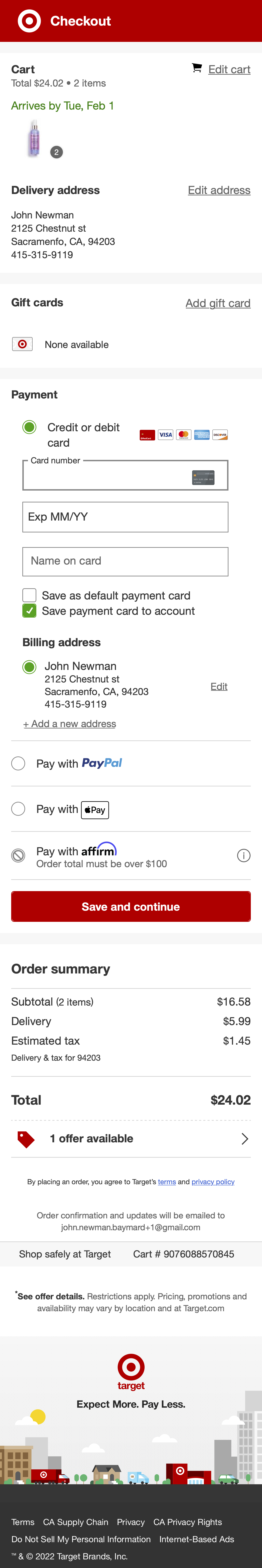 Target’s Mobile Payment – 410 of 1031 Payment Examples – Baymard Institute
