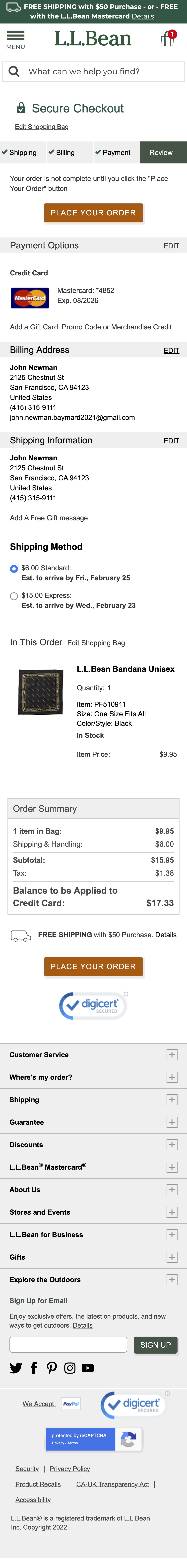 L.L. Bean’s Mobile Review Order – 124 of 563 Review Order Examples ...