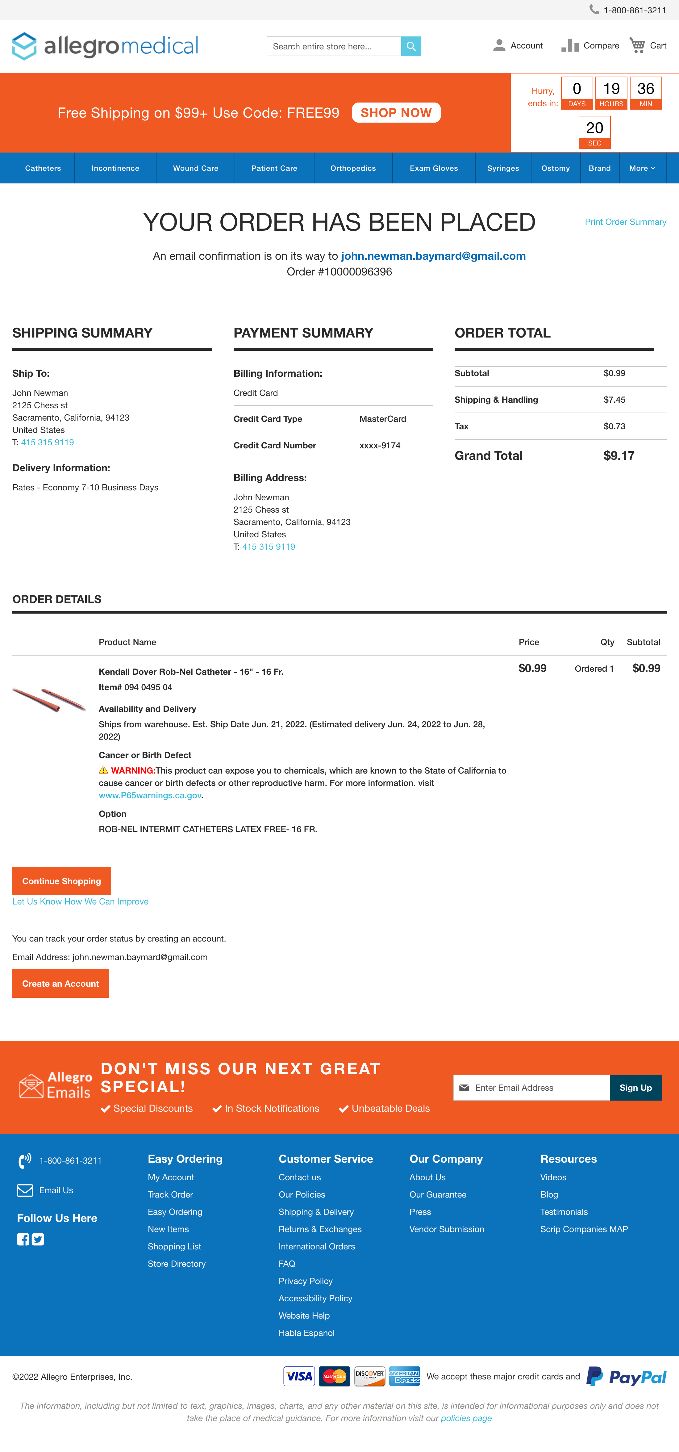 Allegro Medical’s Receipt / Order Confirmation – 301 of 656 Receipt ...