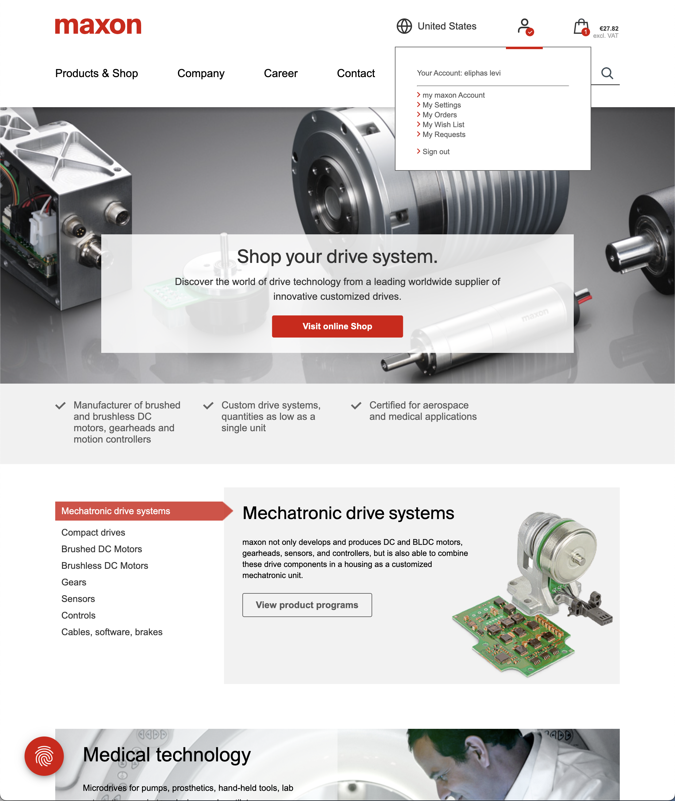 Maxon’s ‘My Account’ Drop-Down – 182 of 287 ‘My Account’ Drop-Down ...