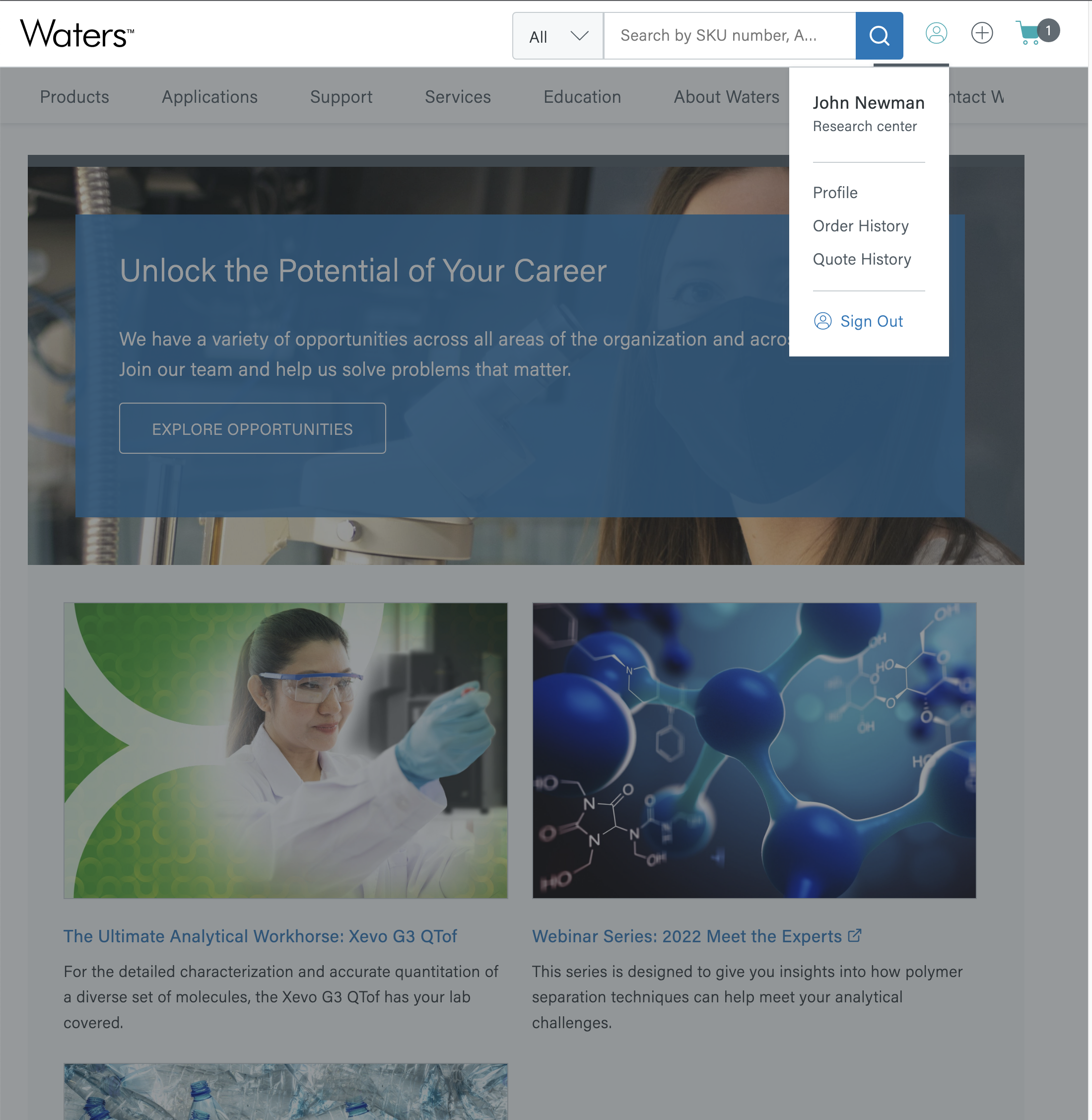 Waters’ ‘My Account’ Drop-Down – 116 of 287 ‘My Account’ Drop-Down ...