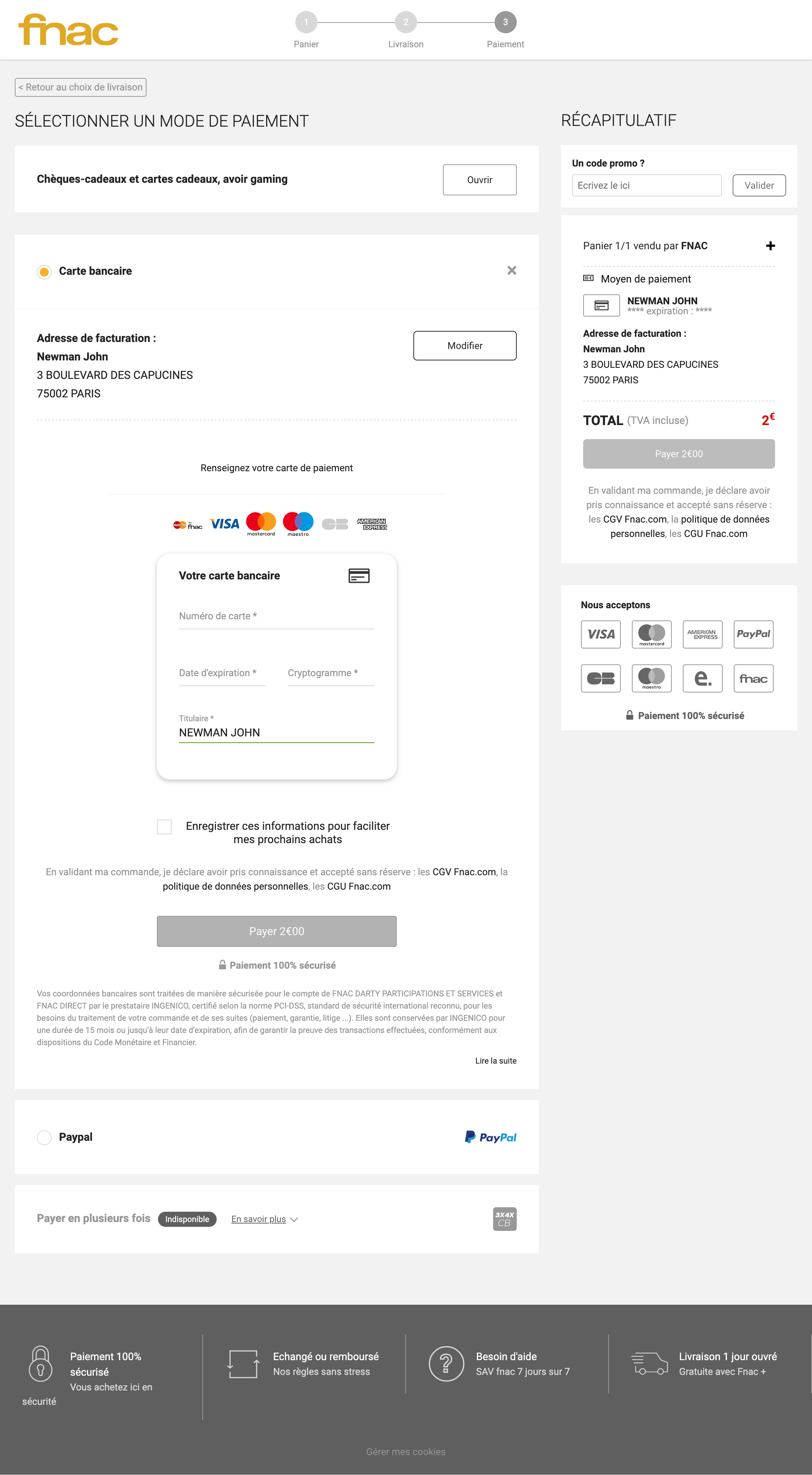 Fnac’s Payment – 249 of 1075 Payment Examples – Baymard Institute