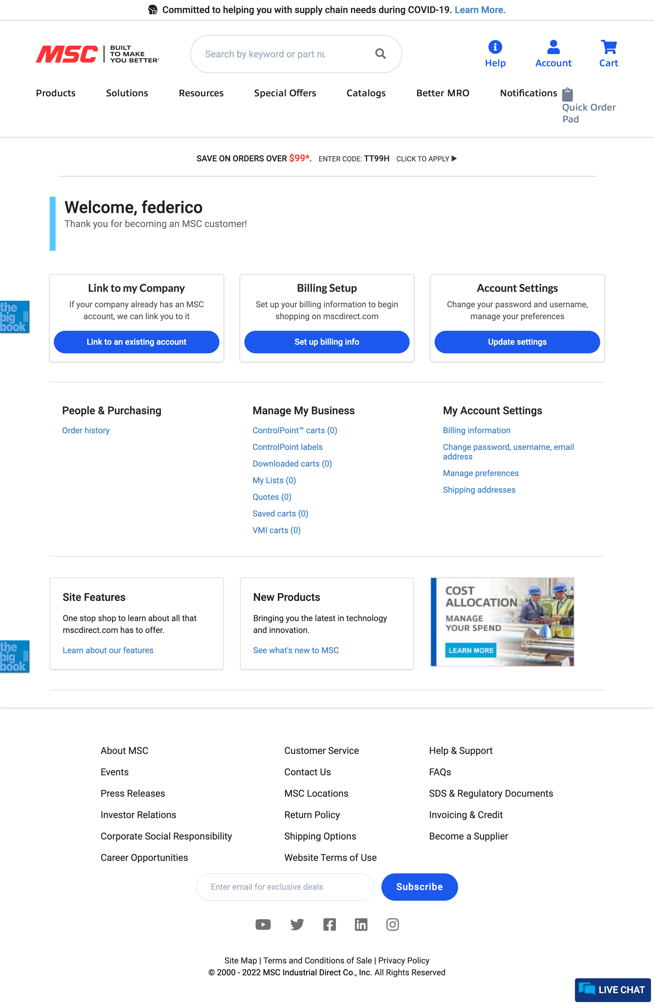 MSC Direct’s Account Dashboard – 255 of 419 Account Dashboard Examples ...