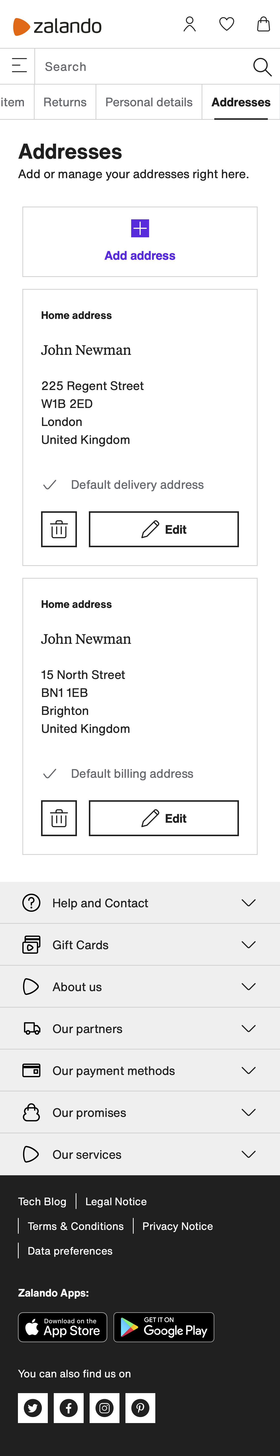 Zalando’s Mobile Address Book – 81 of 295 Address Book Examples ...