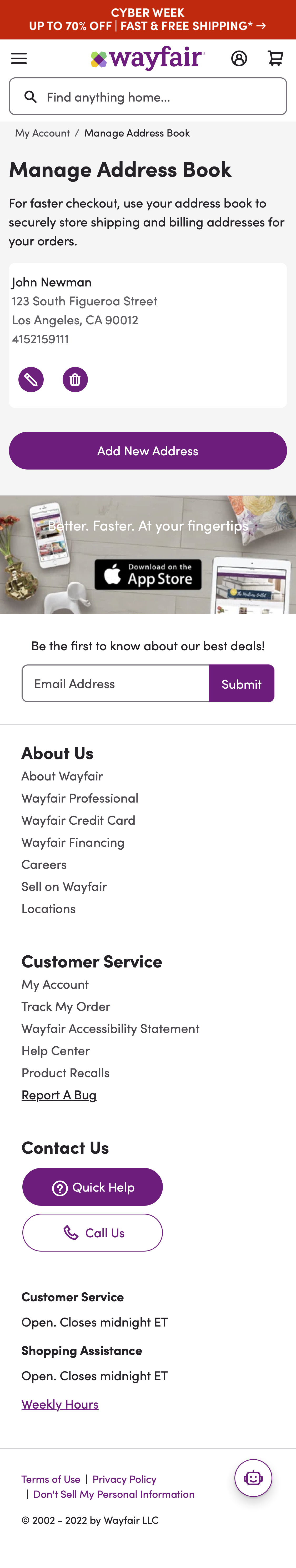 Wayfair’s Mobile Address Book – 51 of 271 Address Book Examples ...