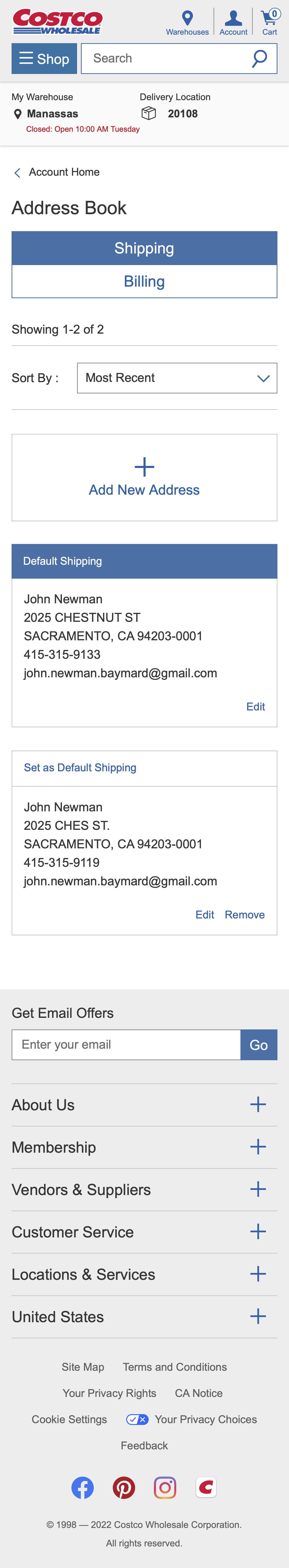 Costco’s Mobile Address Book – 220 of 428 Address Book Examples ...