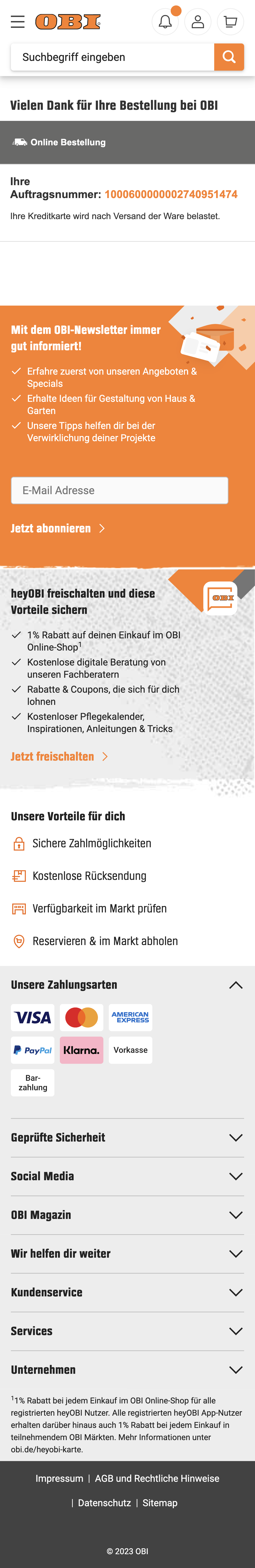 OBI’s Mobile Receipt / Order Confirmation – 142 of 589 Receipt / Order ...