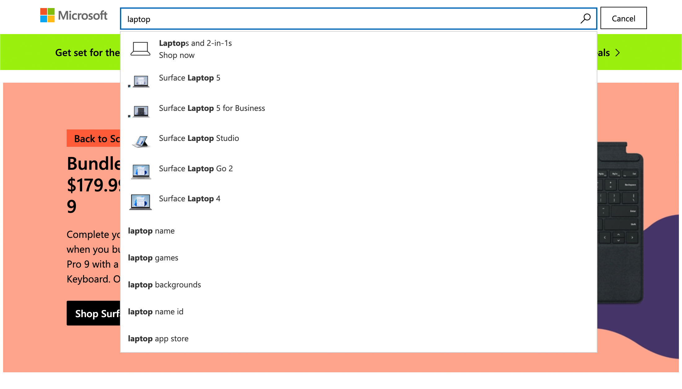 Microsofts Autocomplete Suggestions 110 Of 760 Autocomplete Suggestions Examples Baymard