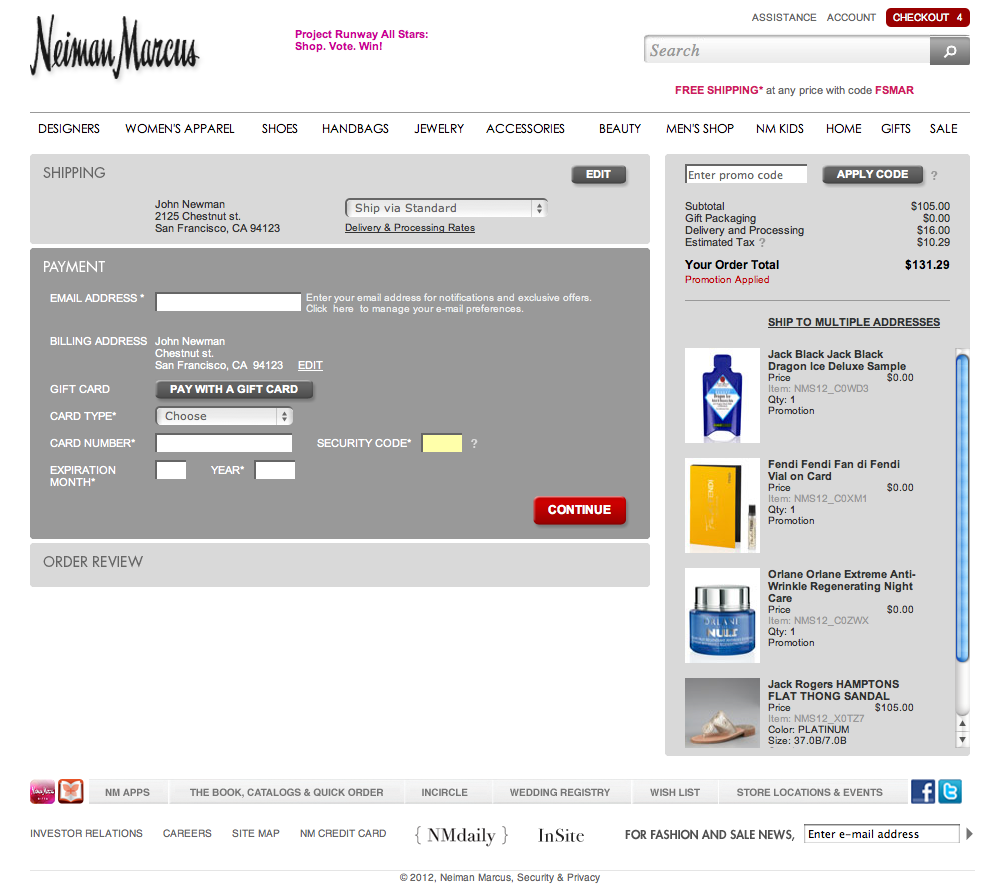 Neiman Marcus’ Payment – 802 of 915 Payment Examples – Baymard Institute
