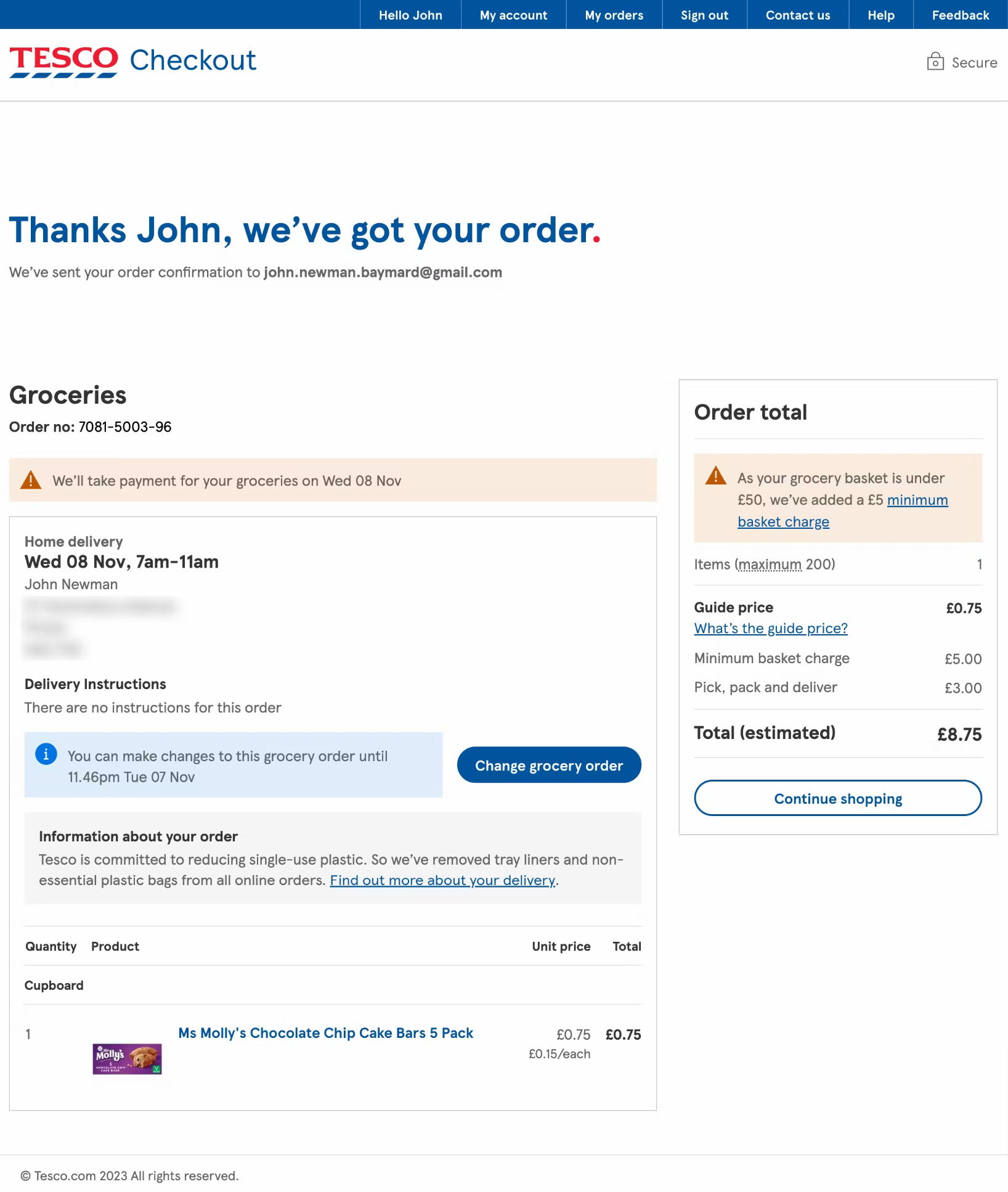 Tesco’s Receipt / Order Confirmation – 52 of 589 Receipt / Order ...