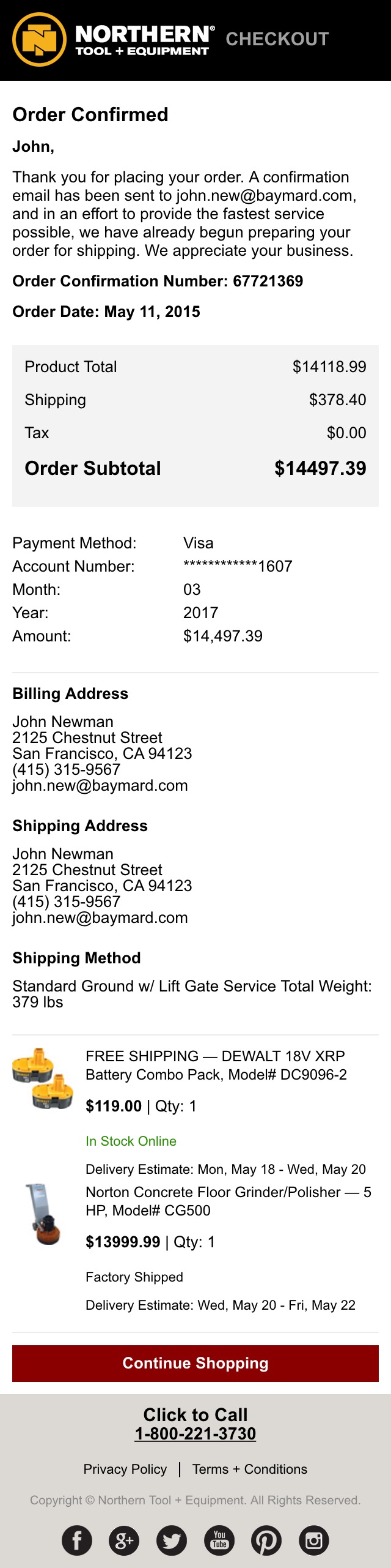 Northern Tool’s Mobile Receipt / Order Confirmation – 647 of 656 ...