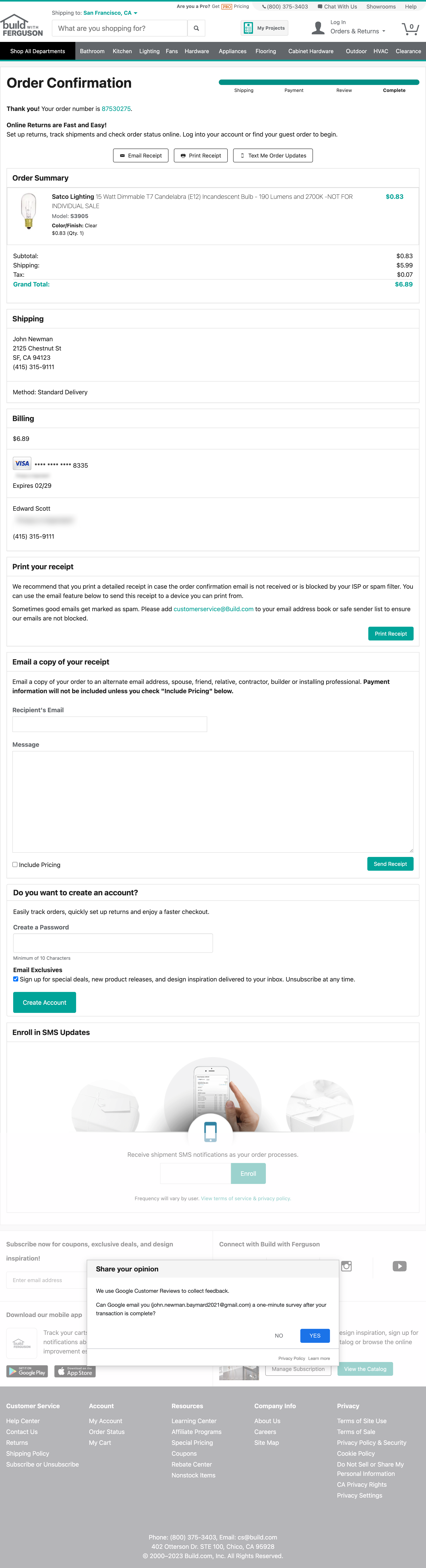 577 ‘Receipt / Order Confirmation’ Design Examples – Baymard Institute