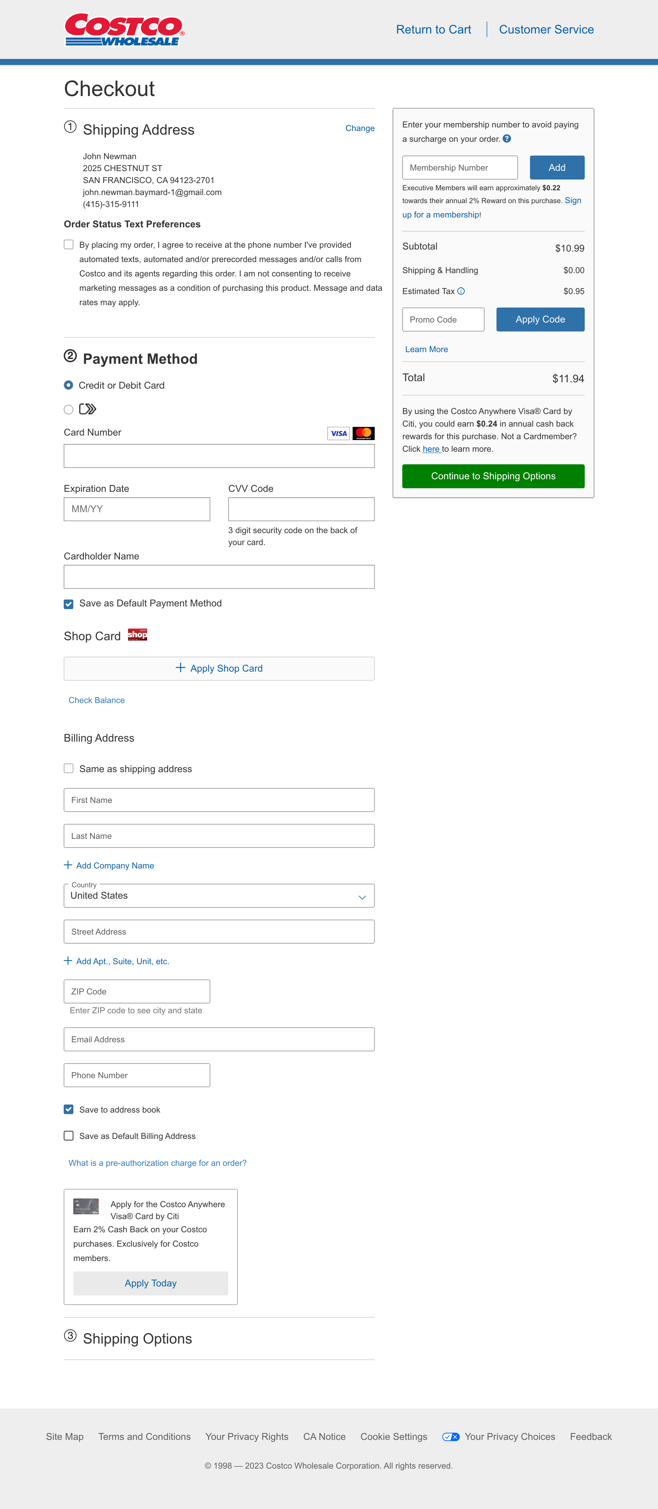 Costco’s Payment – 66 of 1031 Payment Examples – Baymard Institute