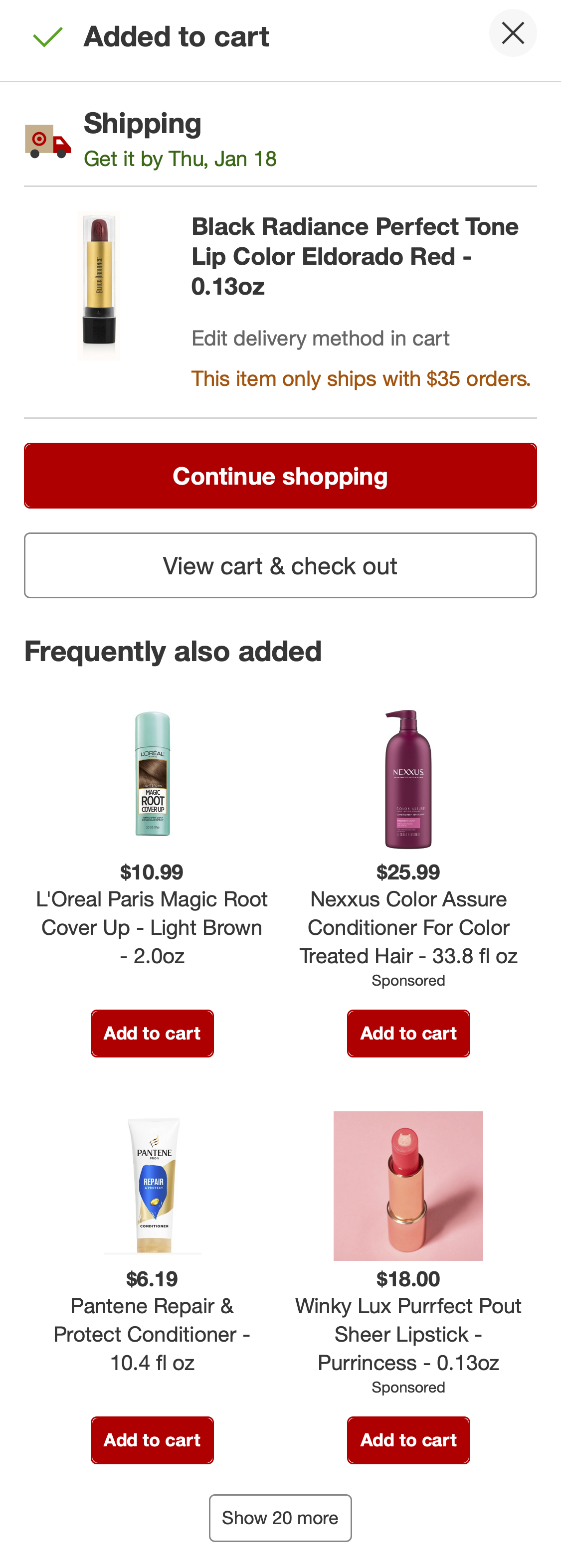 Target’s Mobile Added To Cart Confirmation – 49 of 145 Added To Cart ...