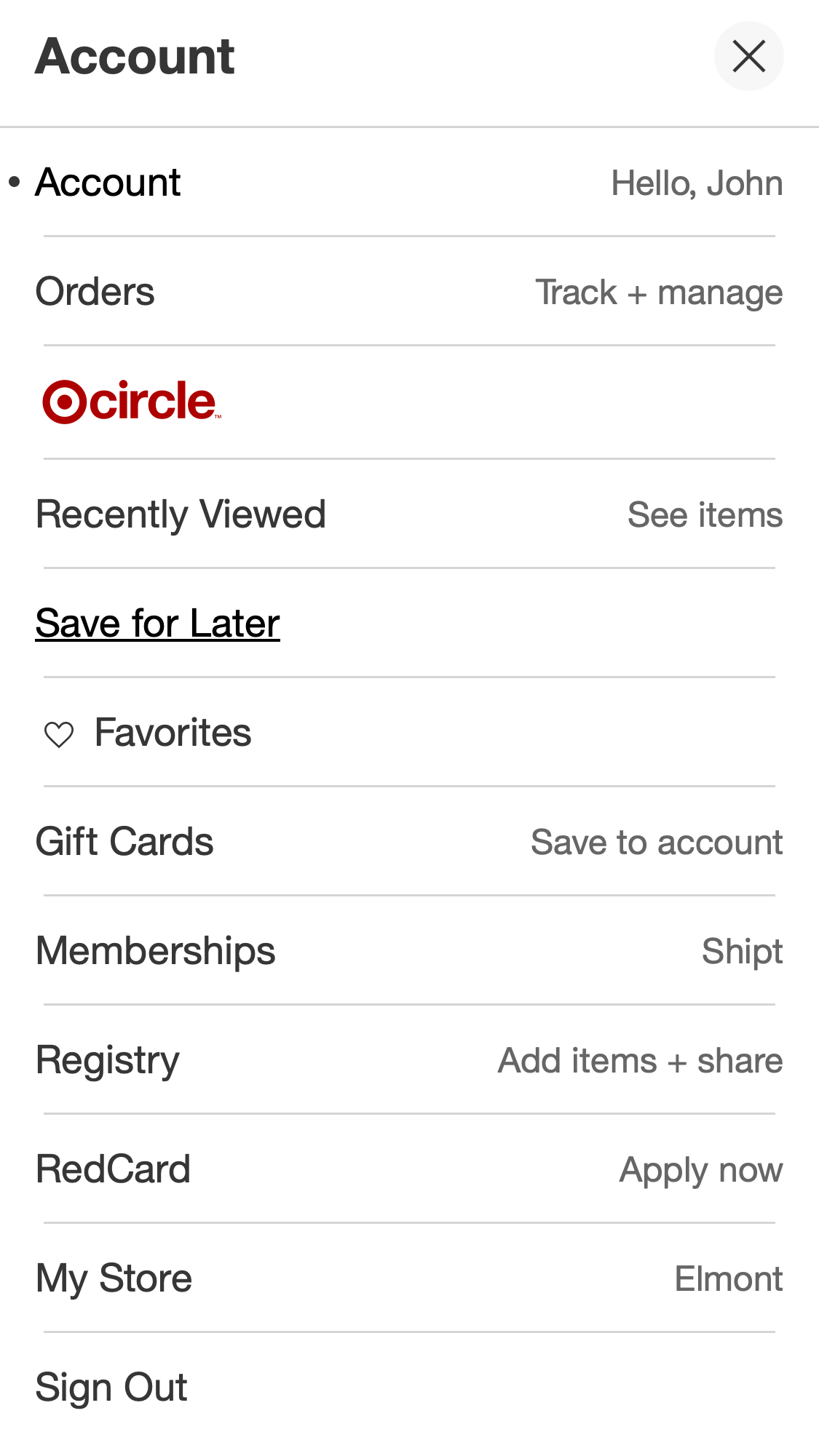 Target’s Mobile ‘My Account’ Drop-Down – 37 of 287 ‘My Account’ Drop ...