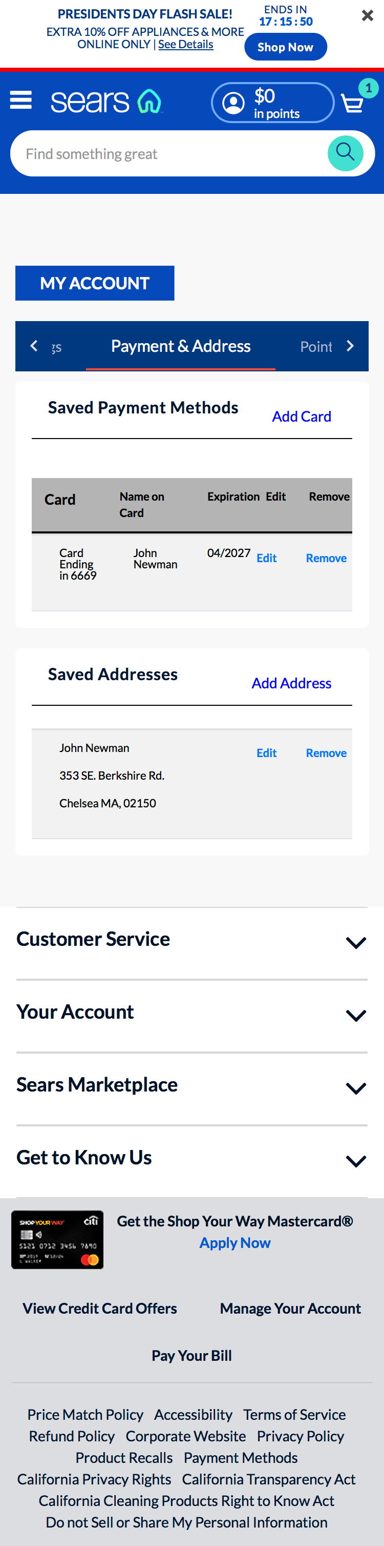 Sears’ Mobile Address Book – 62 of 428 Address Book Examples – Baymard ...