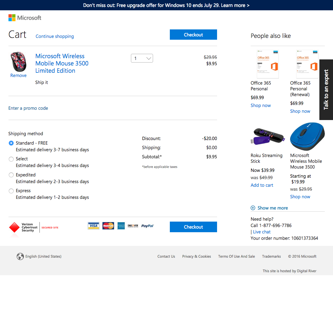 Microsoft’s Cart – 688 of 885 Cart Examples – Baymard Institute