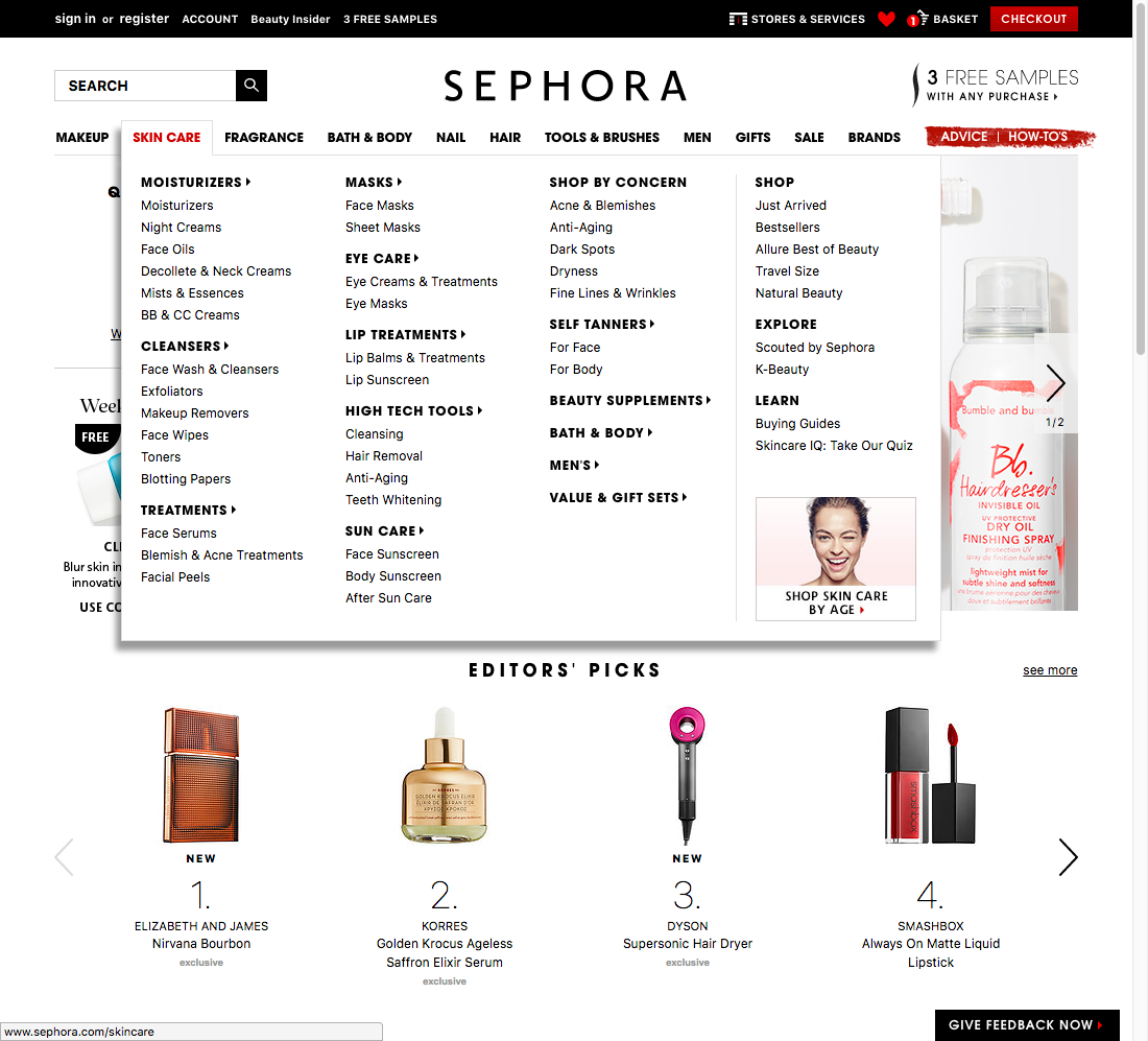 Sephora’s Main Navigation – 1000 of 1141 Main Navigation Examples ...