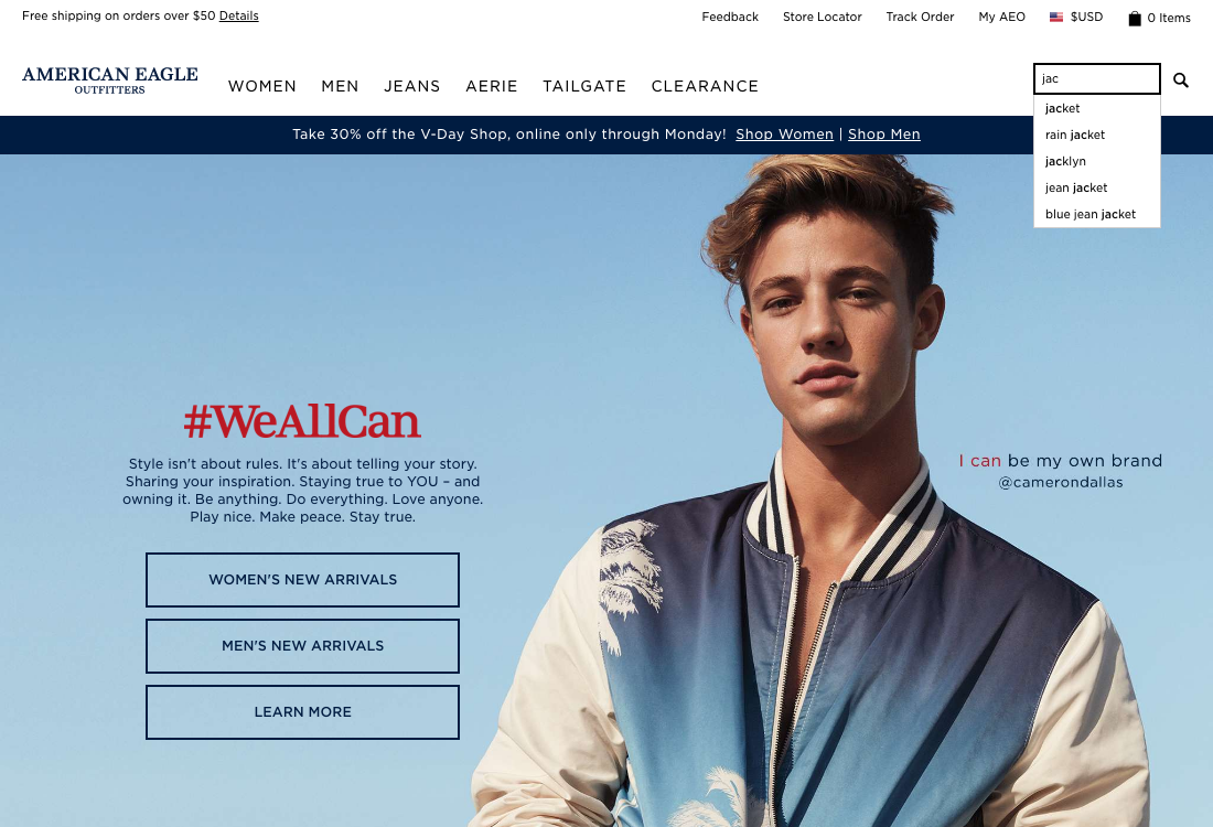 American Eagle’s Autocomplete Suggestions – 704 of 760 Autocomplete ...