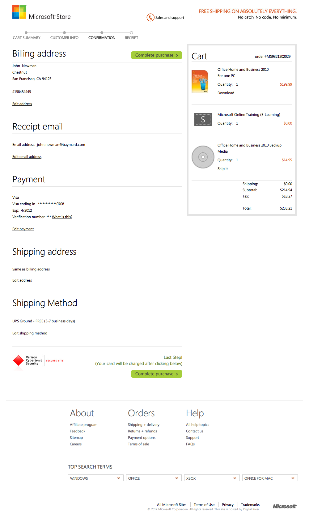 Microsoft’s Review Order – 386 of 563 Review Order Examples – Baymard ...