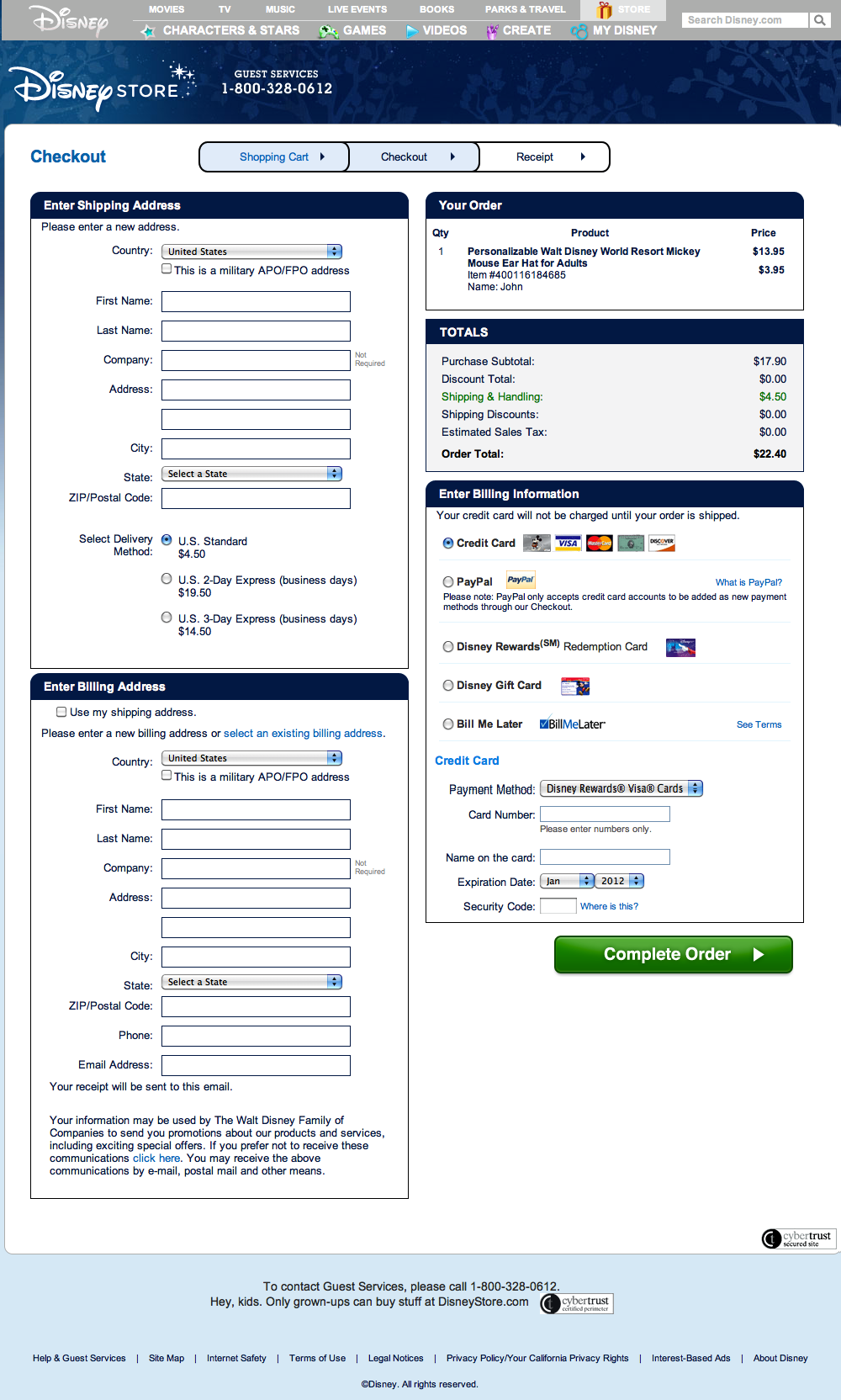 Disney Store’s Billing Address – 528 of 608 Billing Address Examples ...