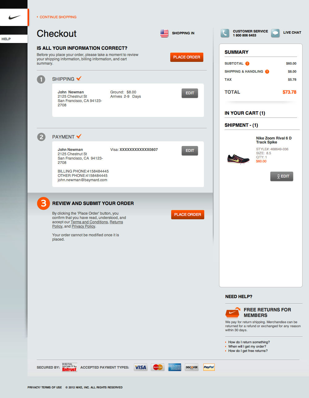 Nike’s Review Order – 473 of 591 Review Order Examples – Baymard Institute