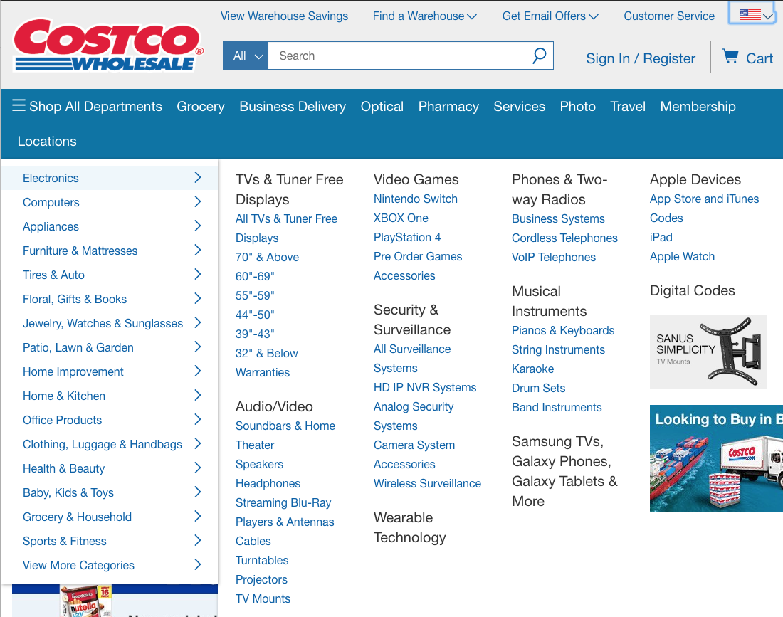 Costco’s Main Navigation – 1020 of 1234 Main Navigation Examples ...