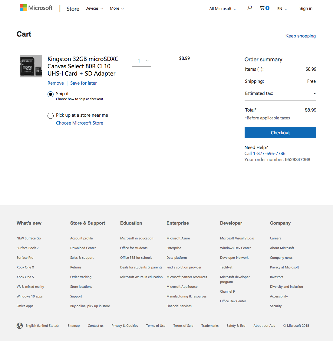 Microsoft’s Cart – 537 of 728 Cart Examples – Baymard Institute
