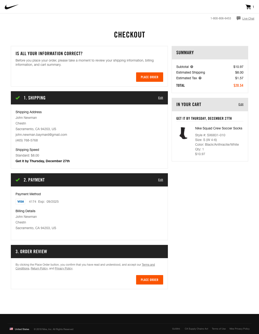 Nike’s Review Order – 270 of 494 Review Order Examples – Baymard Institute