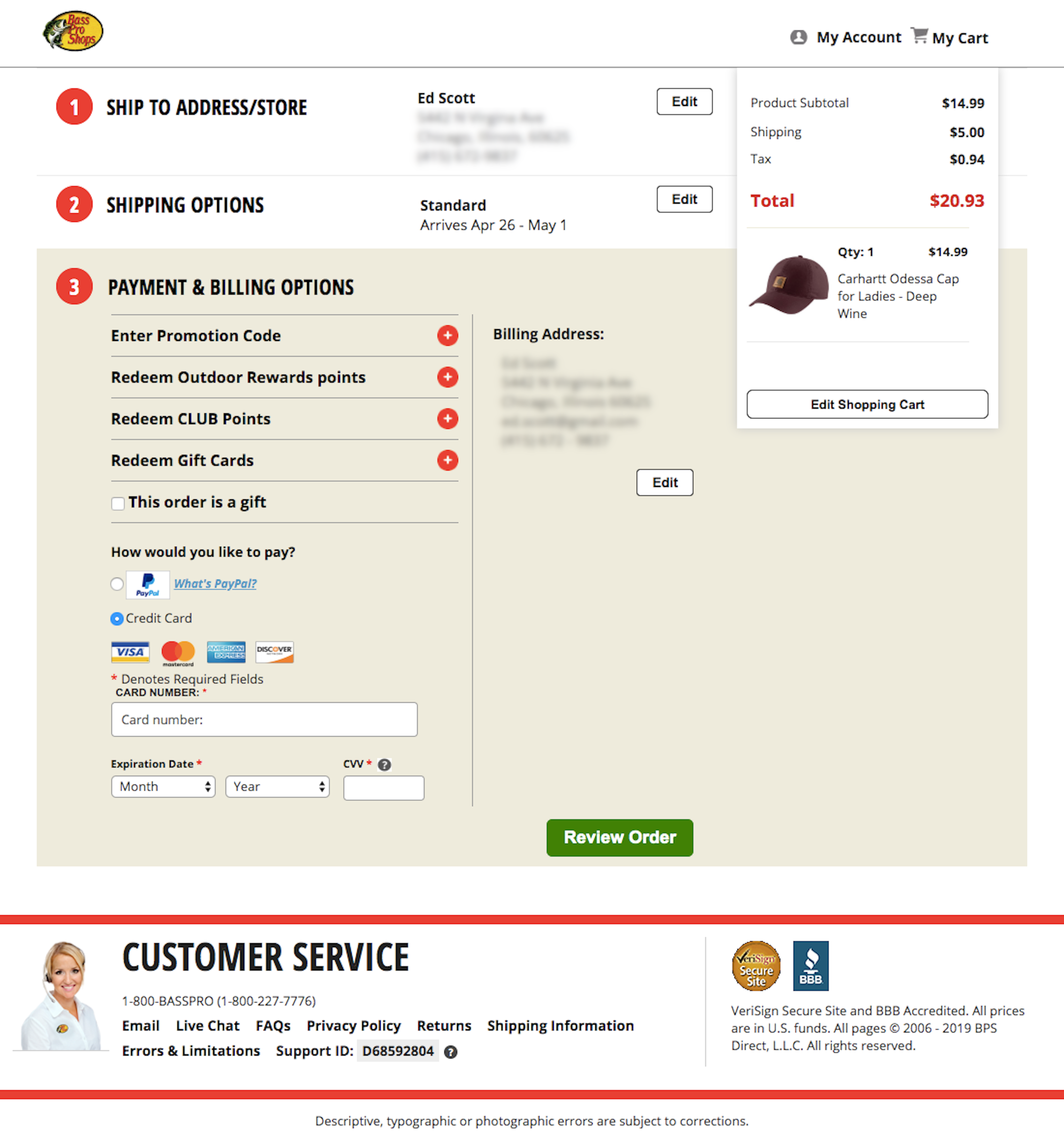 Bass Pro Shops Payment 772 Of 1013 Payment Examples Baymard Institute