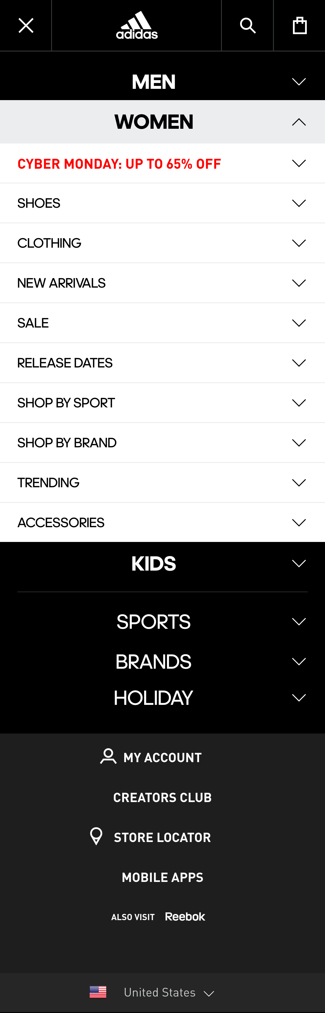 Adidas’ Mobile Main Navigation – 900 of 1141 Main Navigation Examples ...
