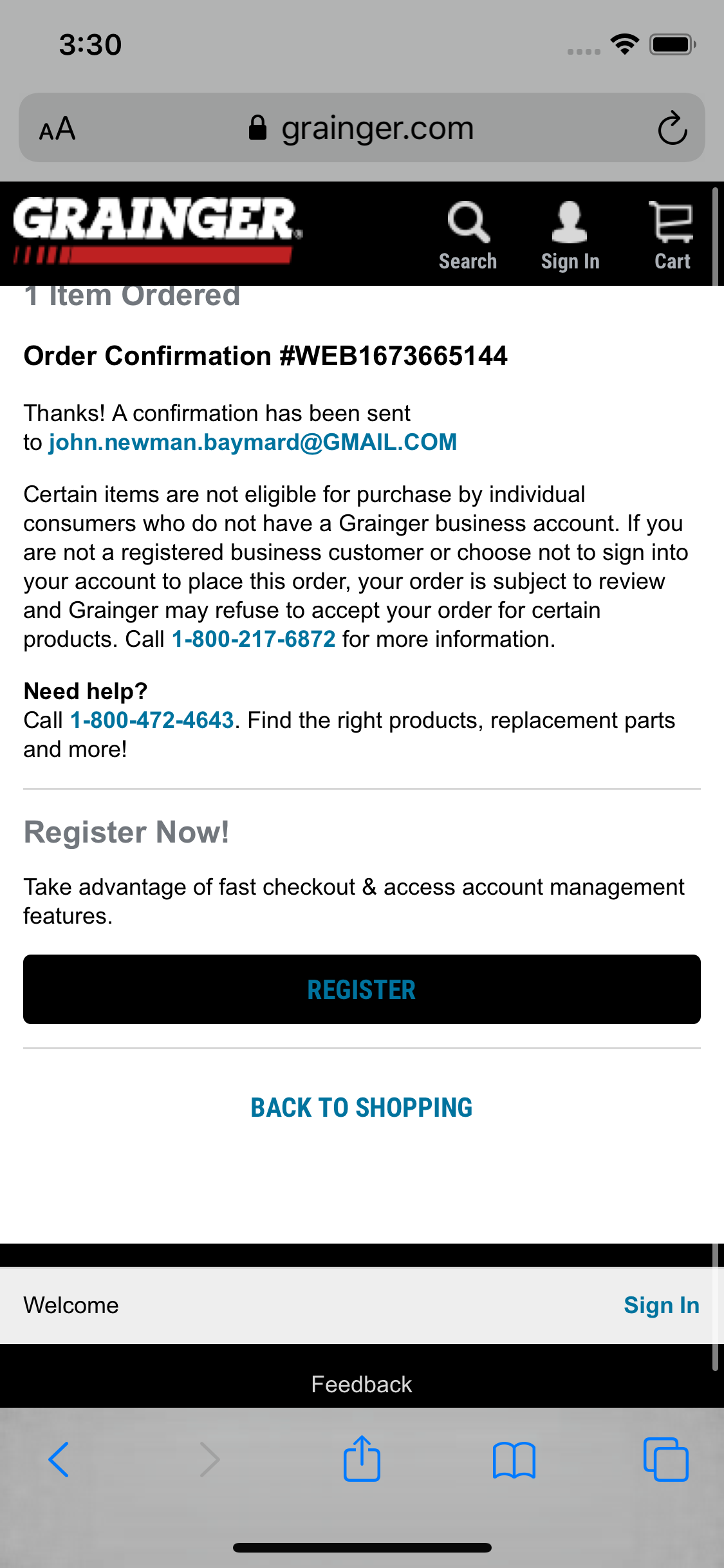 Grainger’s Mobile Receipt / Order Confirmation – 465 of 656 Receipt ...