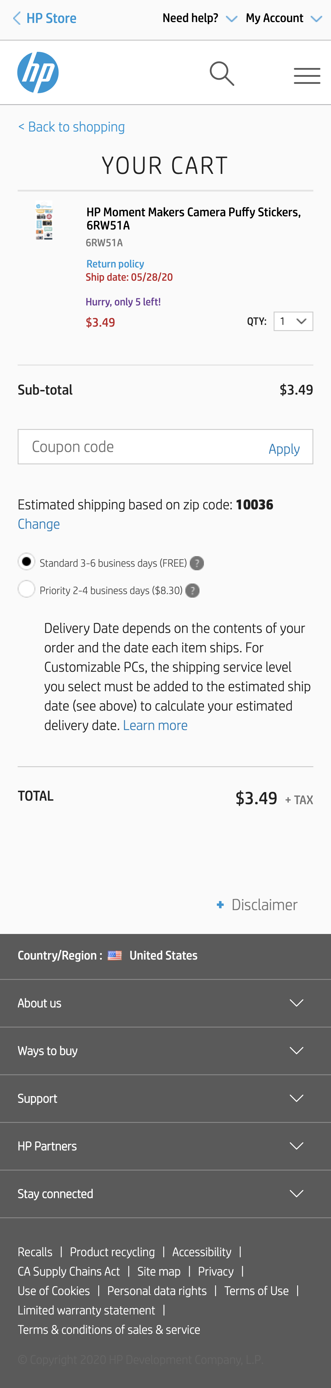 HP’s Mobile Cart – 398 of 704 Cart Examples – Baymard Institute