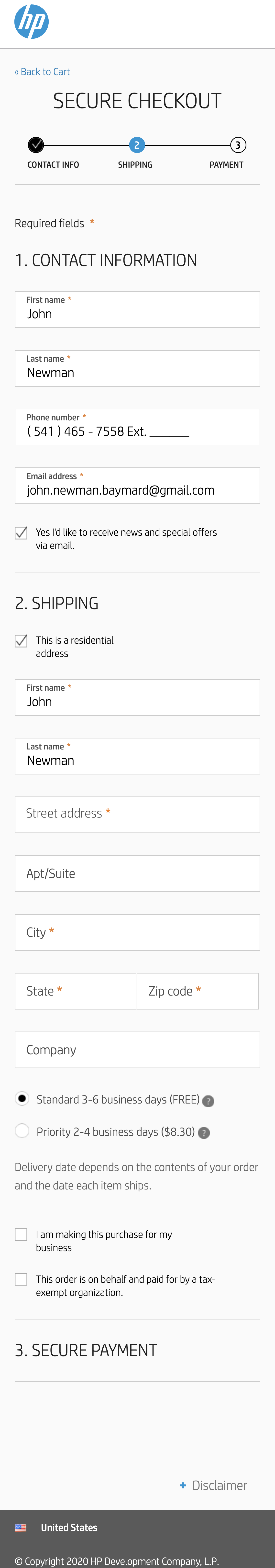 HP’s Mobile Customer Info & Address – 600 of 905 Customer Info ...