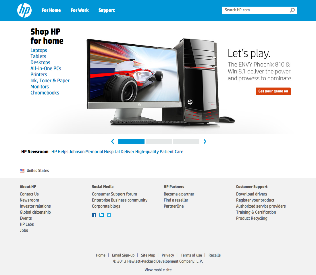 HP’s Homepage – 952 of 1016 Homepage Examples – Baymard Institute