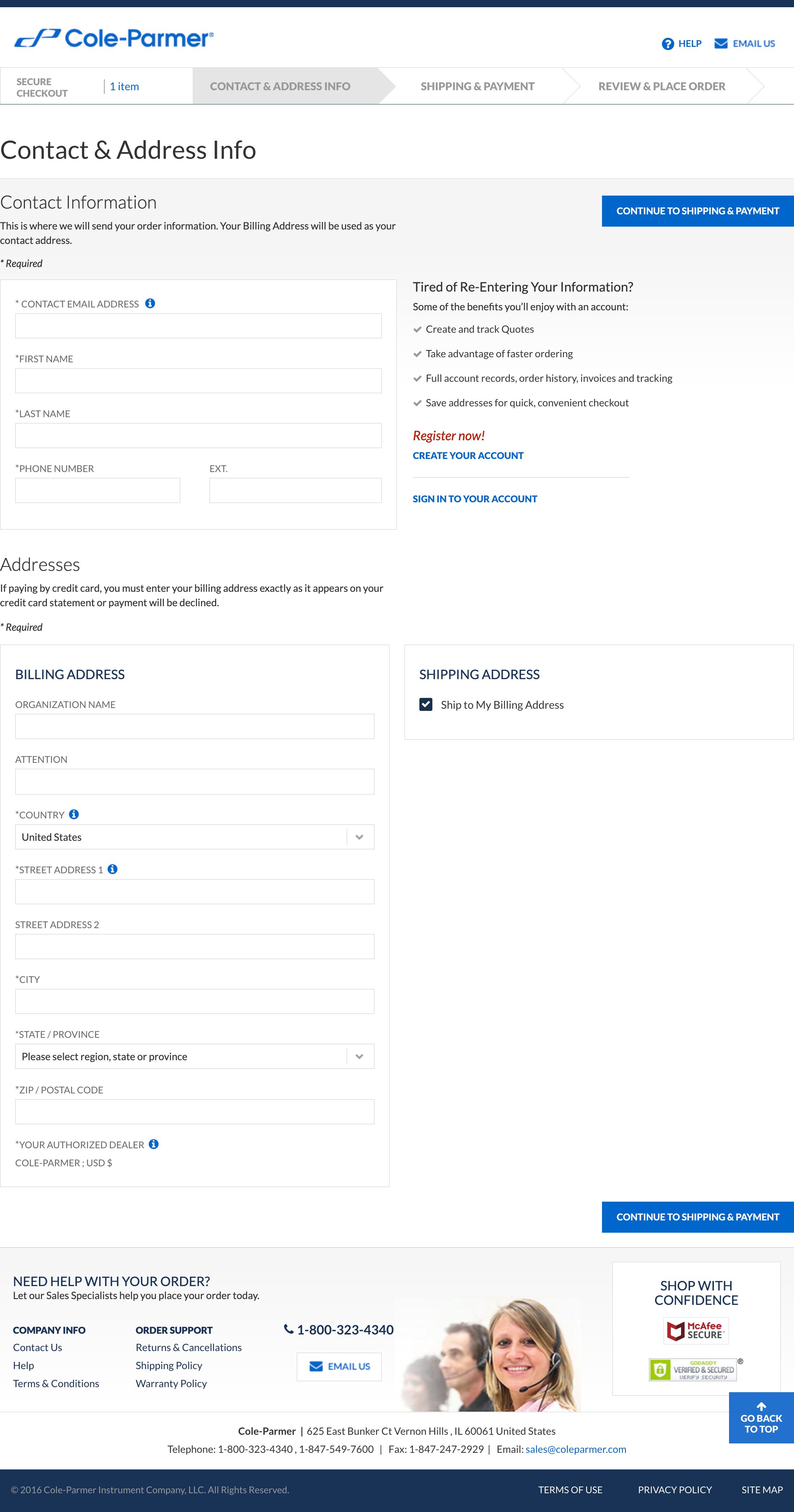 Cole-Parmer’s Customer Info & Address – 431 of 776 Customer Info ...