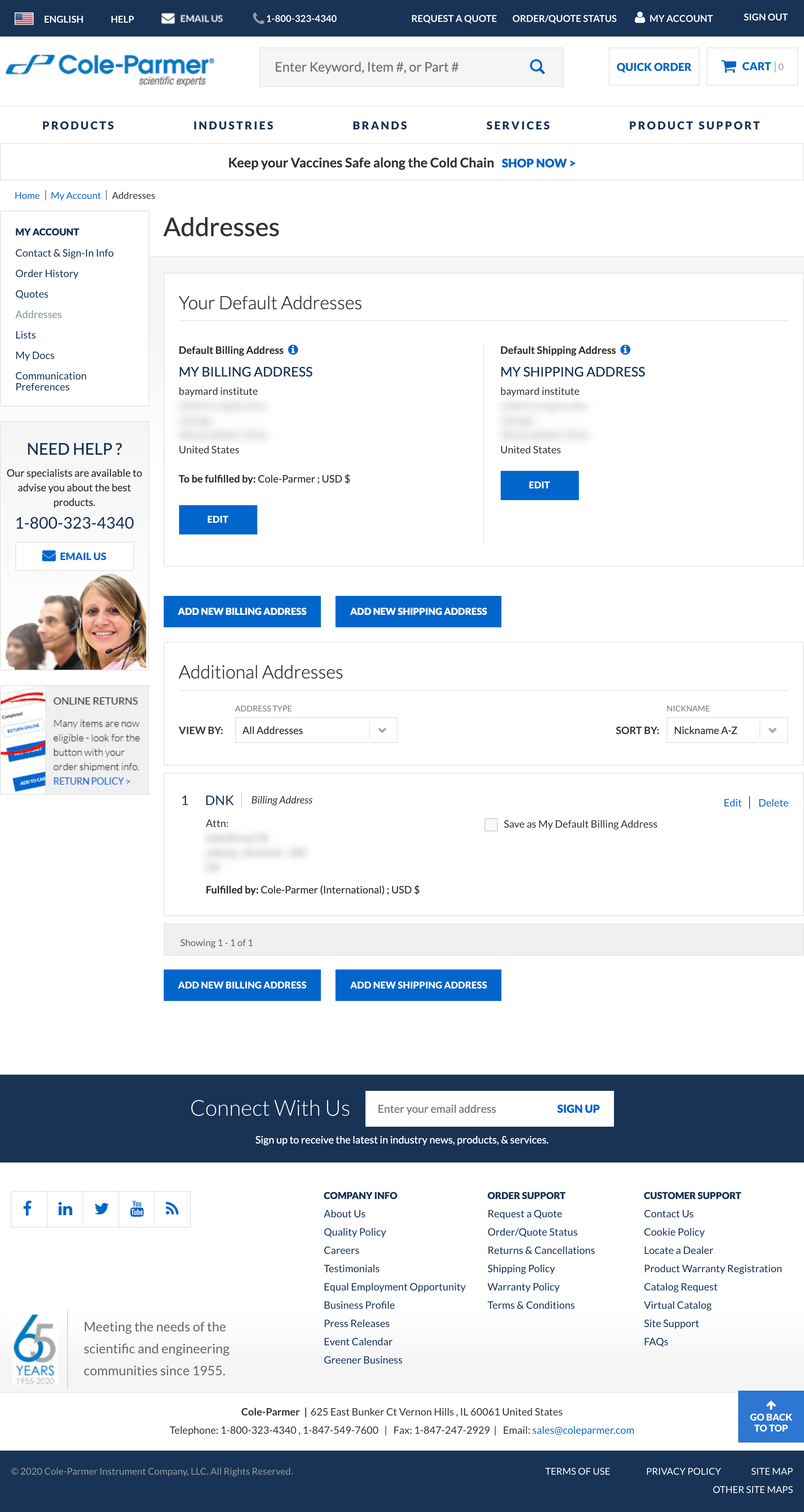 Cole-Parmer’s Address Book – 241 of 285 Address Book Examples – Baymard ...