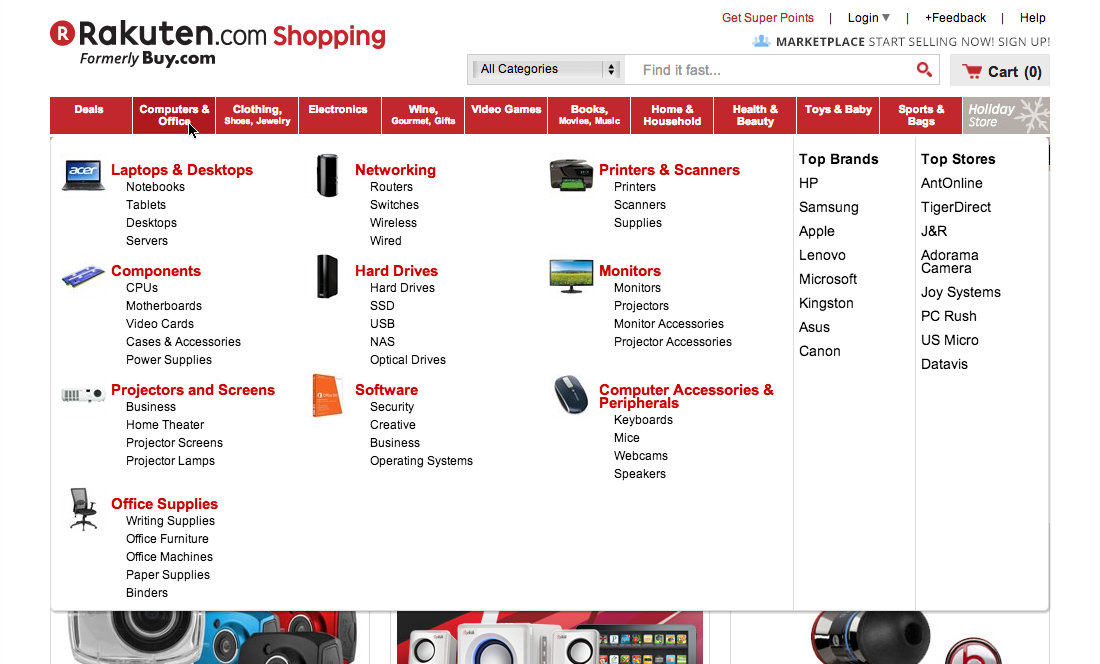 Rakuten’s Main Navigation – 1097 of 1120 Main Navigation Examples ...