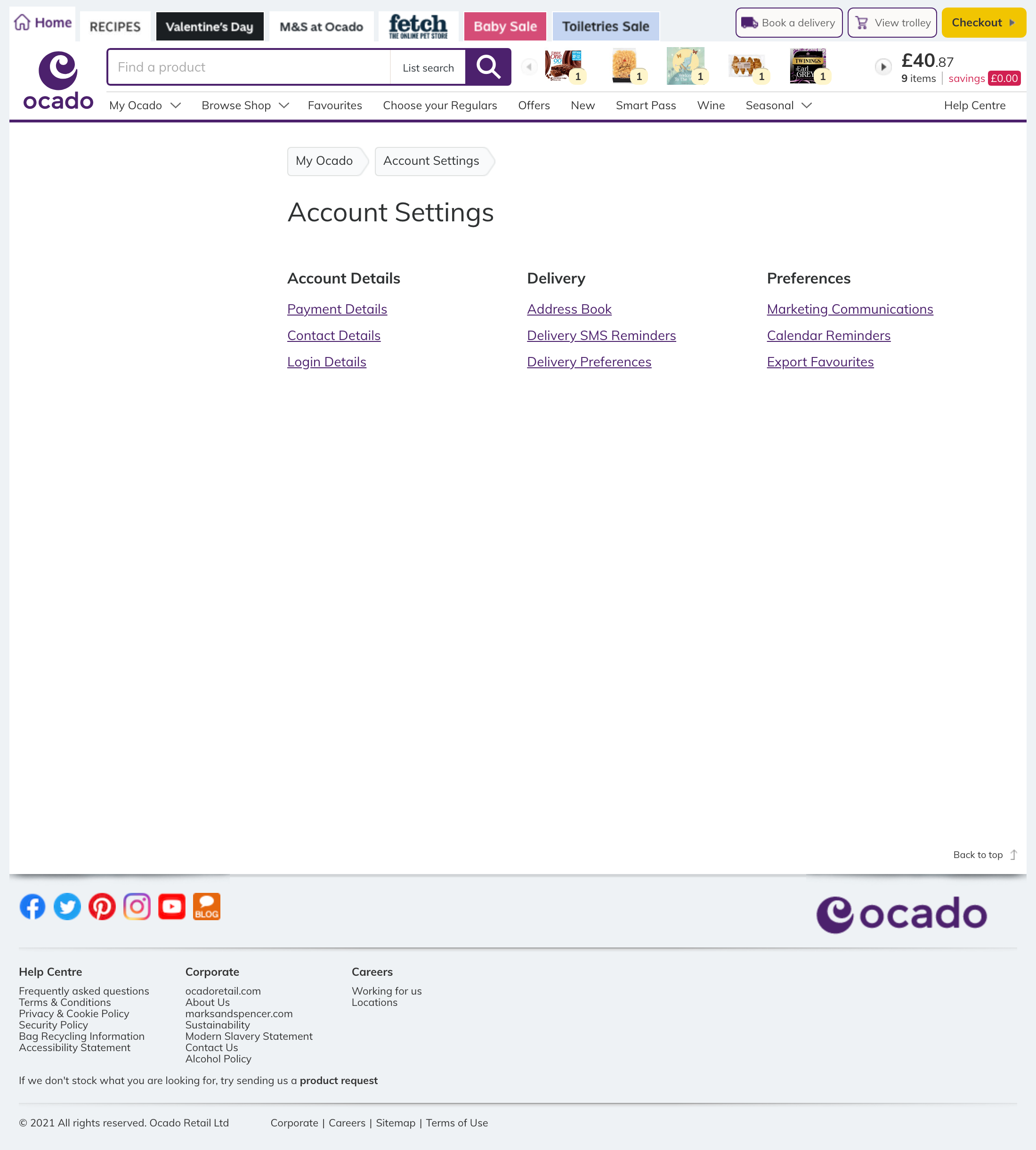 Ocado’s Account Dashboard – 469 of 517 Account Dashboard Examples ...