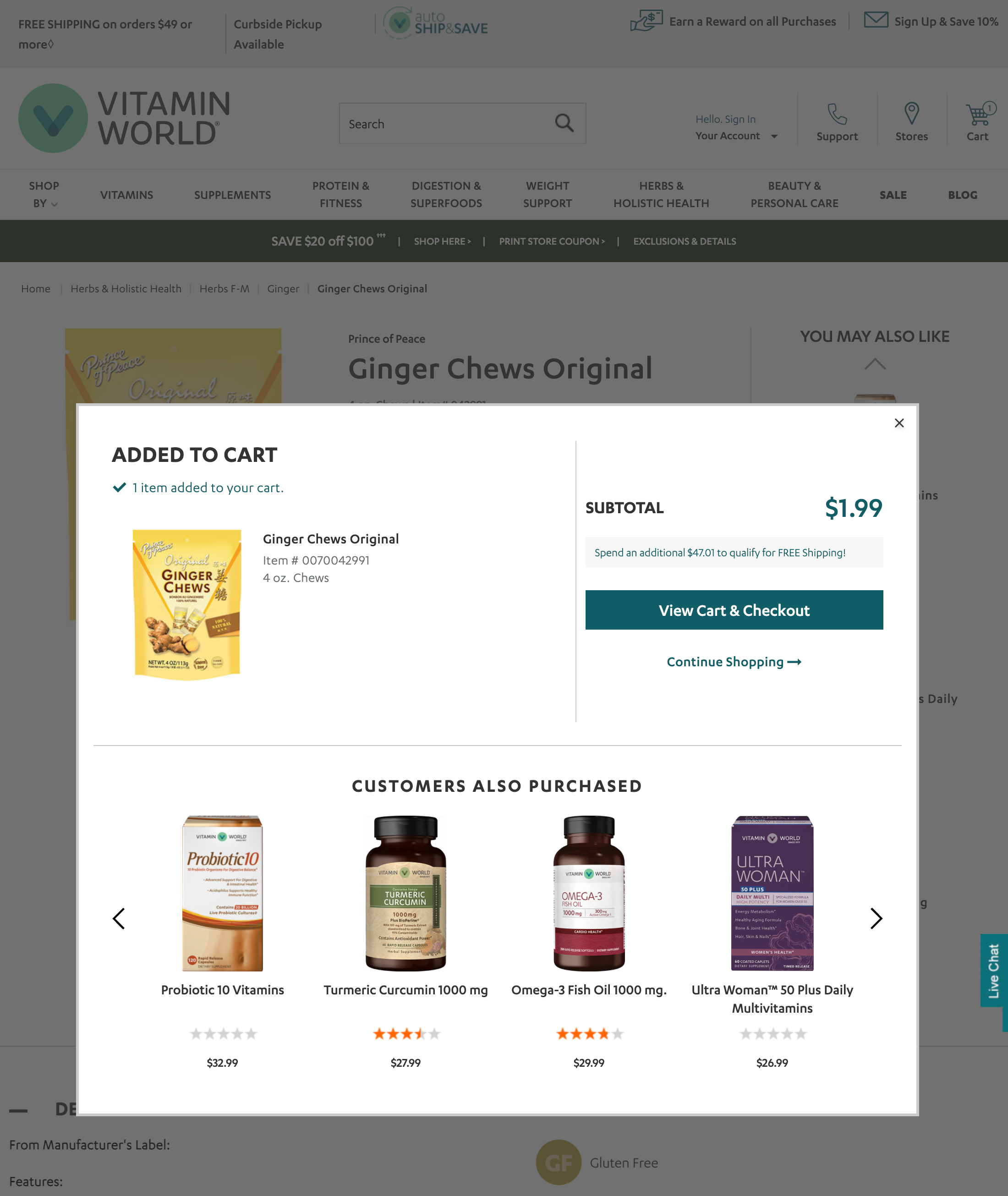 Vitamin World’s Cross-Sells – 150 of 188 Cross-Sells Examples – Baymard ...