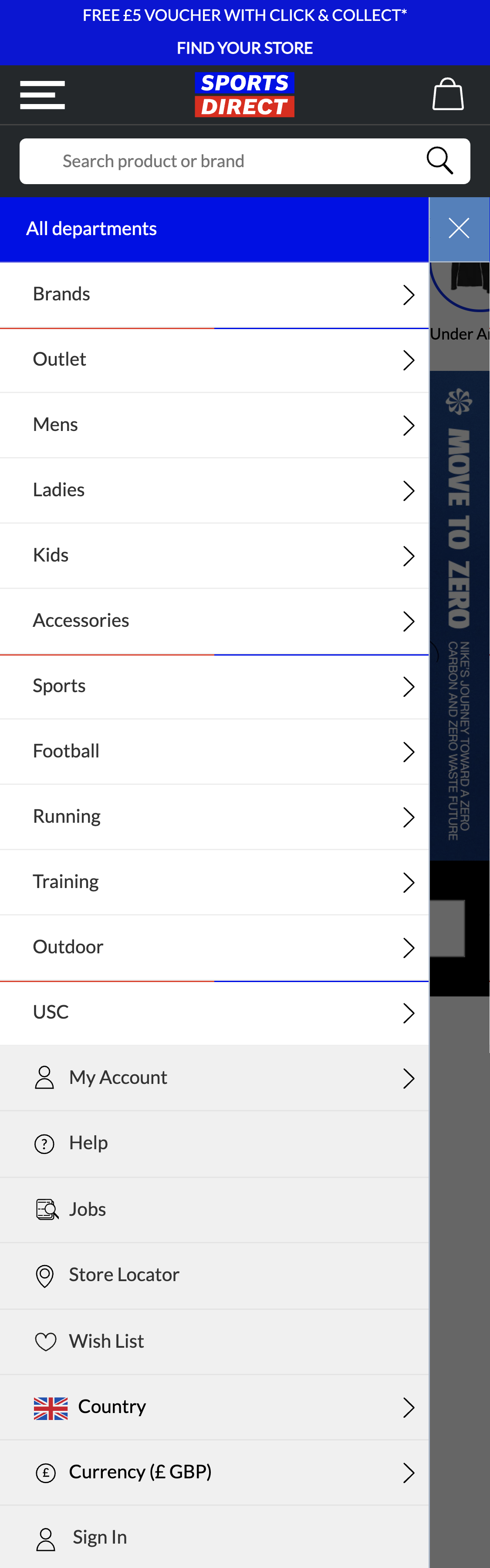Sports Direct’s Mobile Main Navigation – 692 of 1234 Main Navigation ...