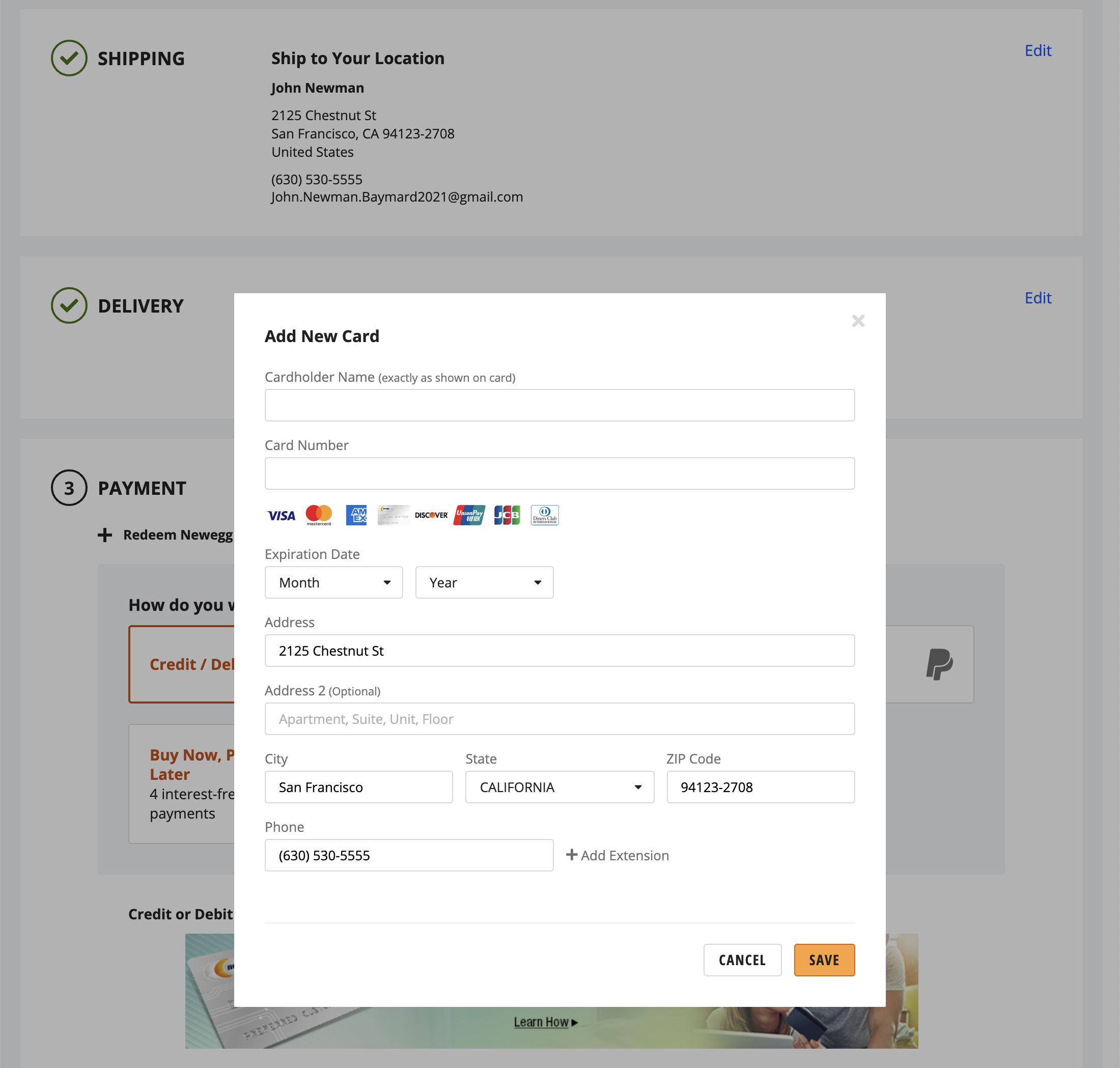 Newegg’s Billing Address – 362 of 648 Billing Address Examples ...