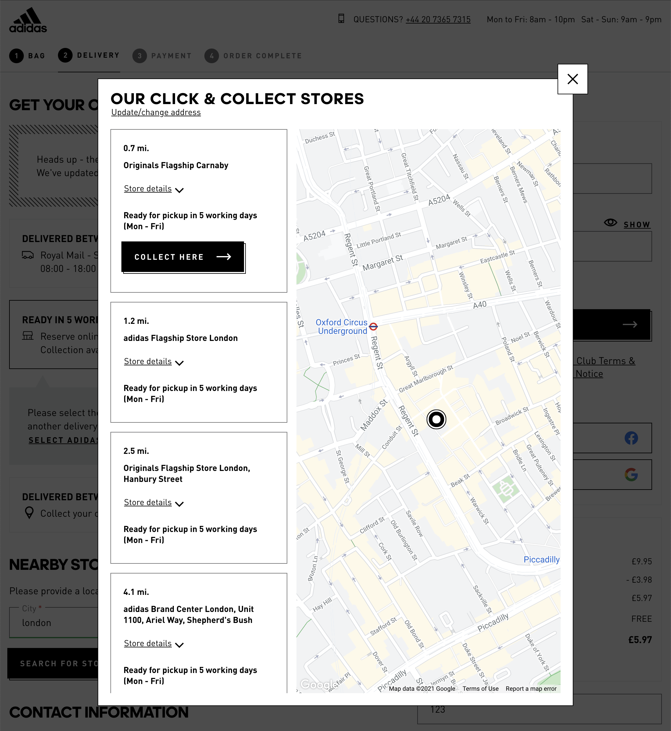 Adidas’ Store Pickup – 110 of 152 Store Pickup Examples – Baymard Institute