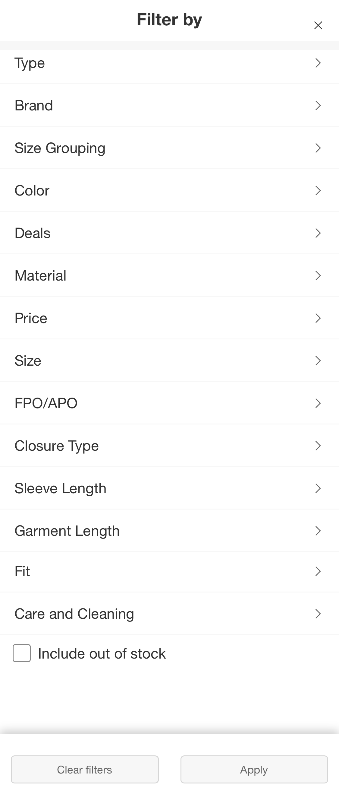 216 Mobile ‘Filtering Options’ Examples – Baymard Institute