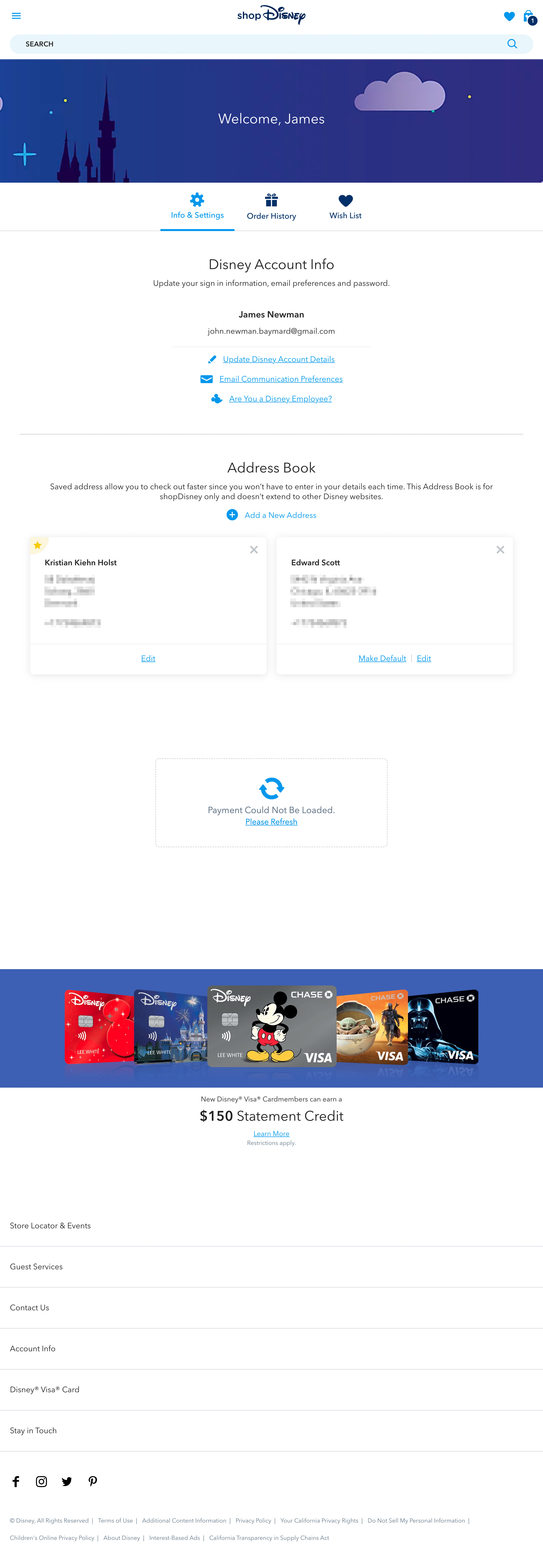 Disney Store’s Account Dashboard – 286 of 419 Account Dashboard ...