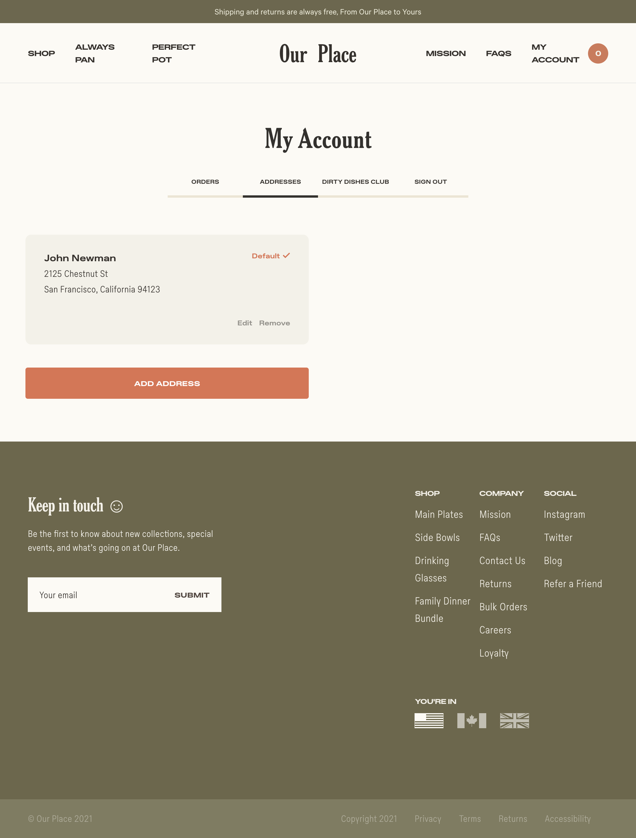 Our Place’s Address Book – 318 of 385 Address Book Examples – Baymard ...